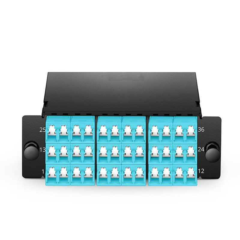 FHD MTP®-LC Cassette, OM4 Multimode, 36 Fibers, 3 x MTP®-12 (Male) to